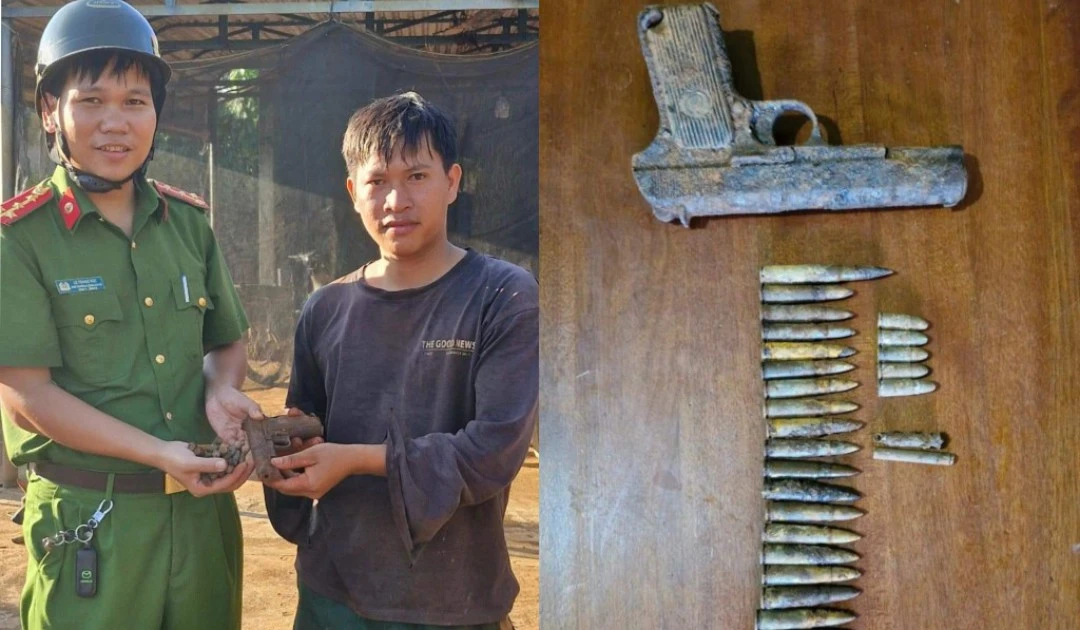 Người dân giao nộp 1 khẩu súng K54 cùng nhiều viên đạn các loại | Báo ...